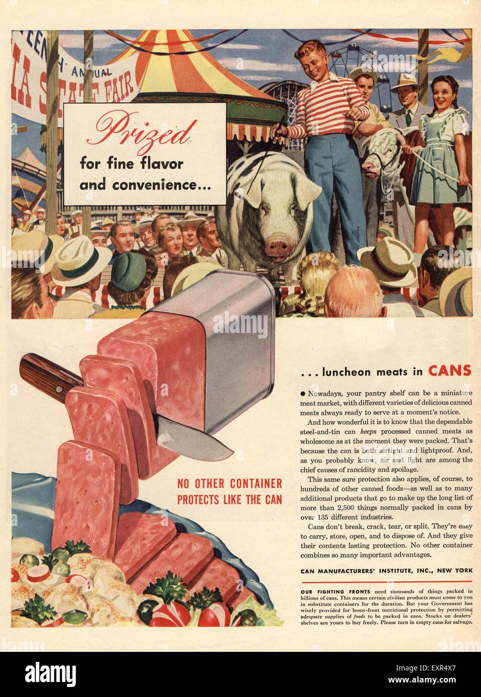 1950s USA Luncheon Meat Magazine Advert Stock Photo - Alamy