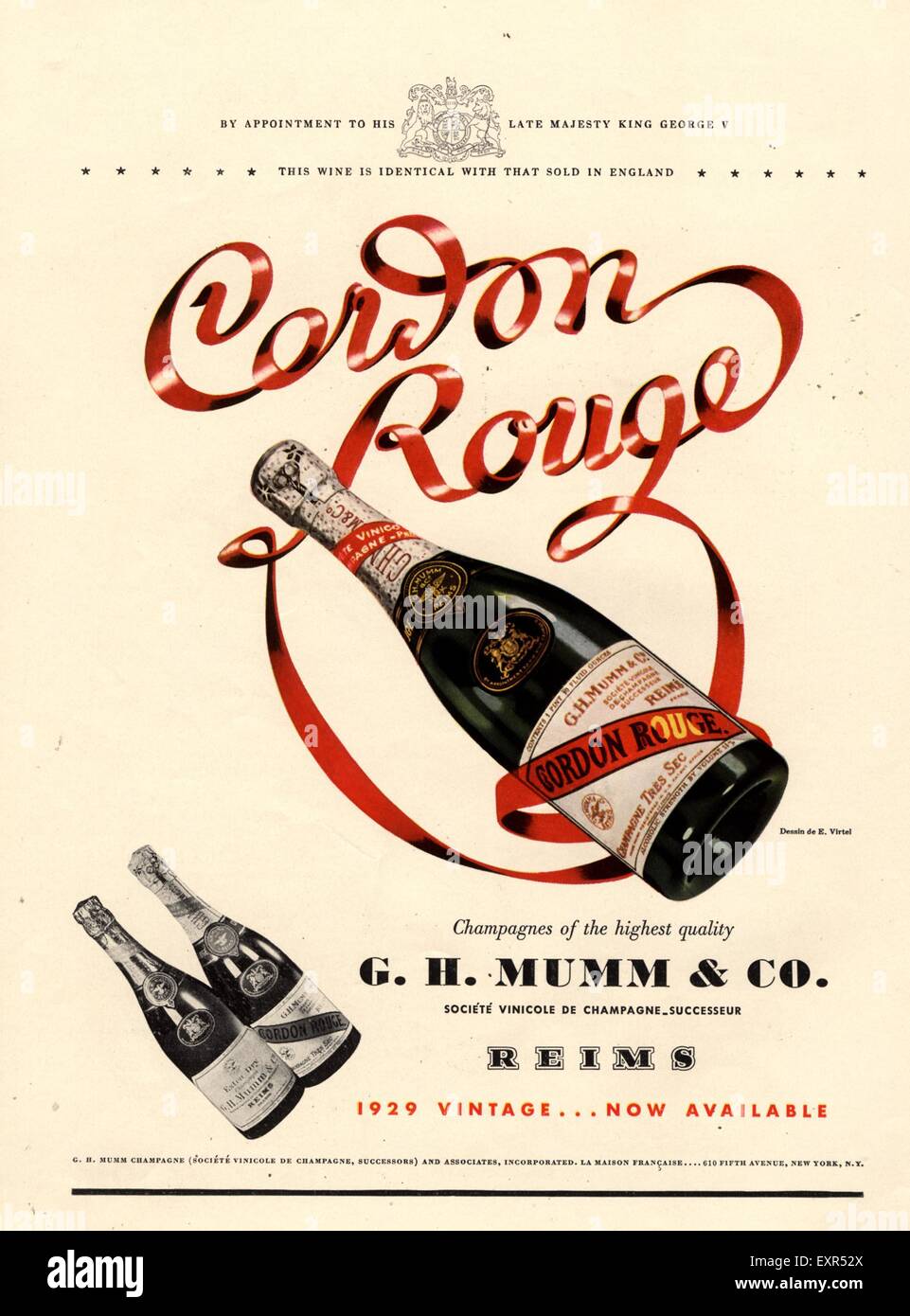 1930s USA Mumm Cordon Rouge Champagne Magazine Advert Stock Photo - Alamy