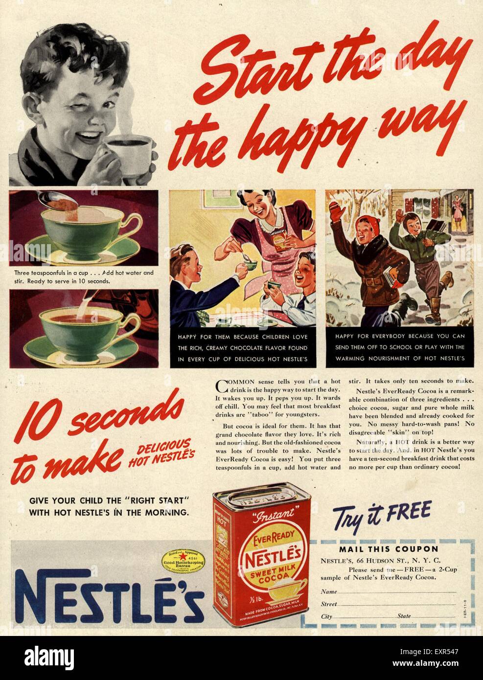 1930s USA Nestle's Magazine Advert Stock Photo - Alamy