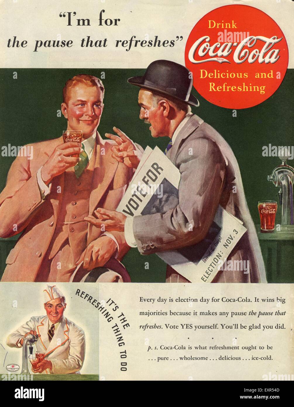 1930s USA Coca-Cola Magazine Advert Stock Photo - Alamy