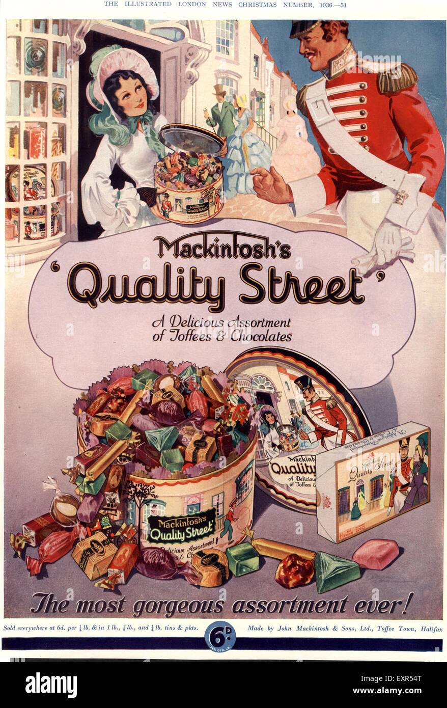 1930s UK Mackintosh's Quality Street Magazine Advert Stock Photo - Alamy