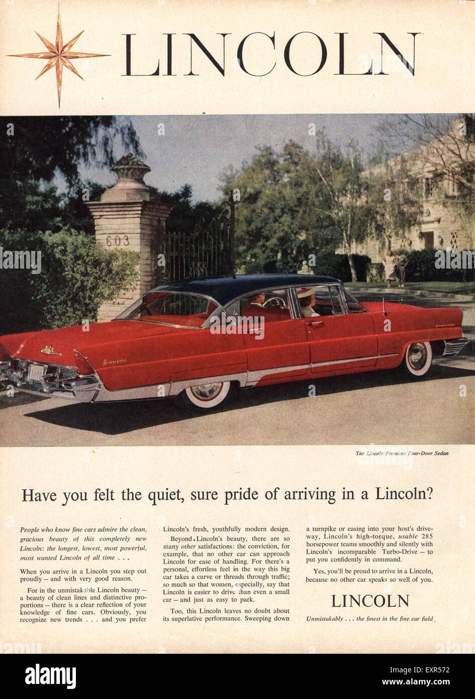 1950s USA Lincoln Magazine Advert Stock Photo - Alamy