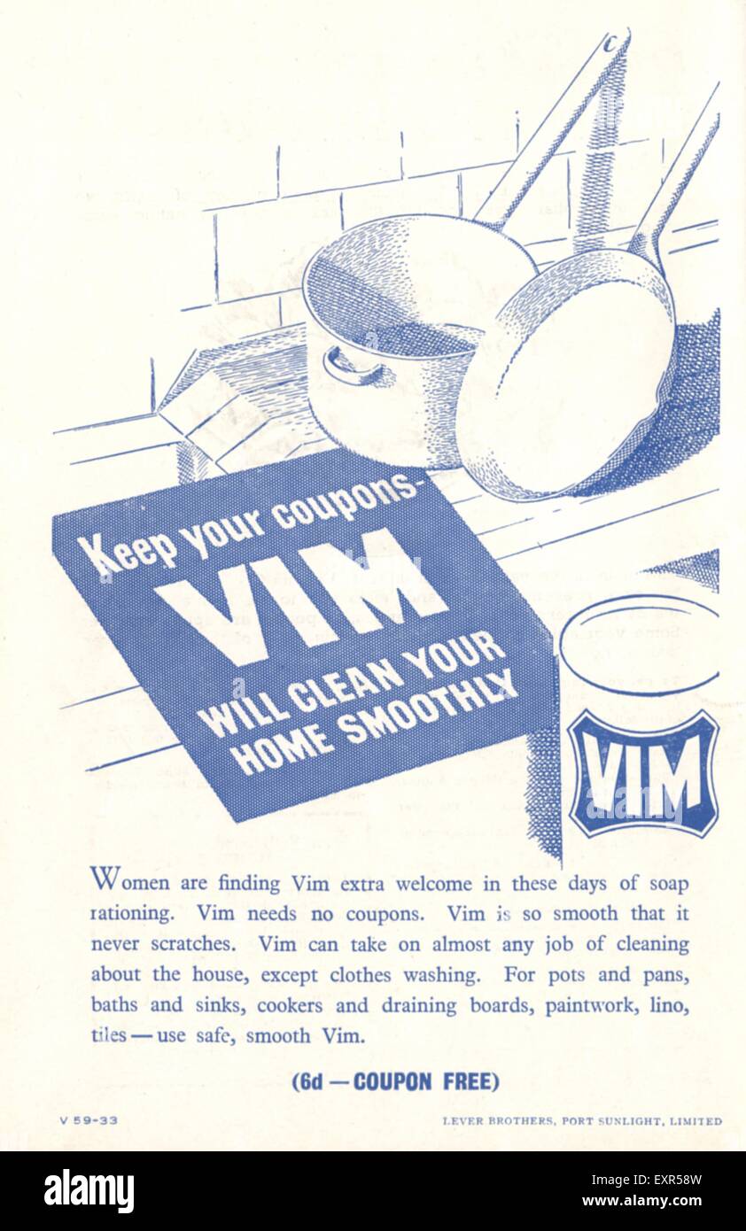 1940s UK Vim Magazine Advert Stock Photo - Alamy