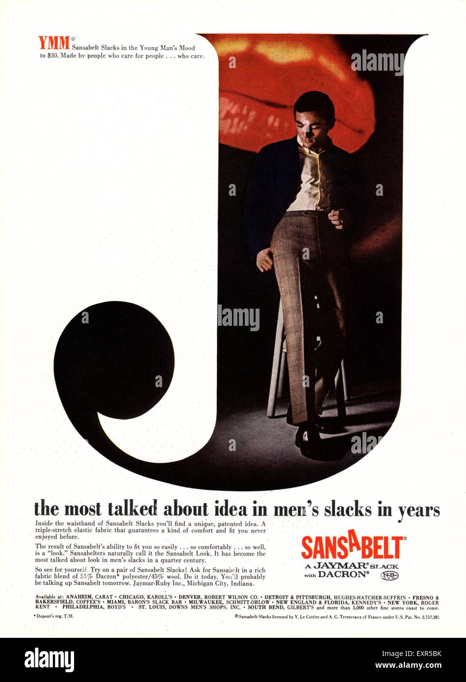 1960s USA Sansabelt Magazine Advert Stock Photo - Alamy