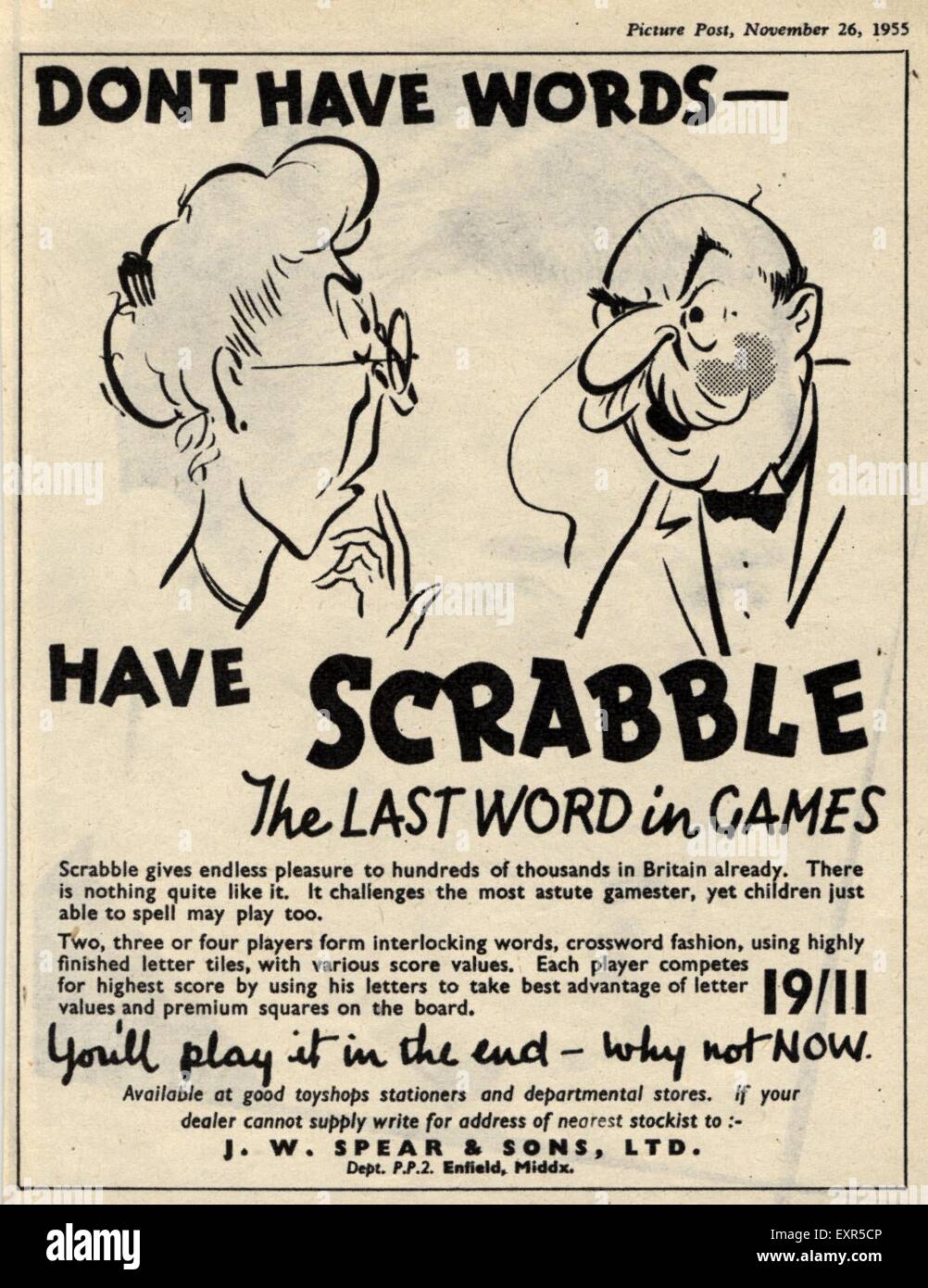 1950s UK Scrabble Magazine Advert Stock Photo - Alamy