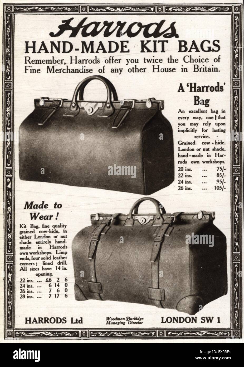 1910s UK Harrods Magazine Advert Stock Photo - Alamy