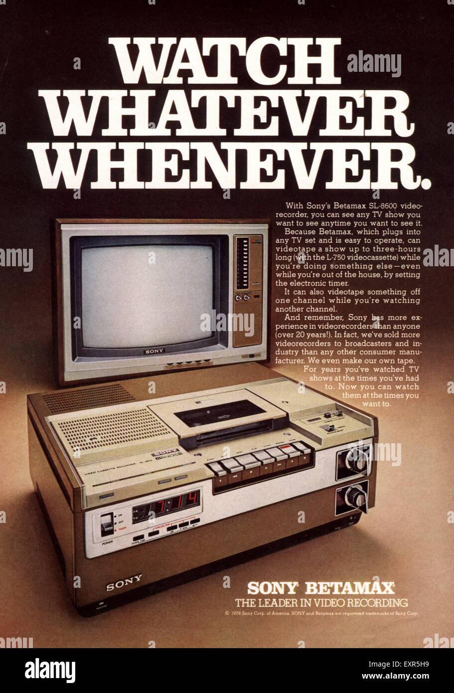 1970s USA Sony Magazine Advert Stock Photo - Alamy