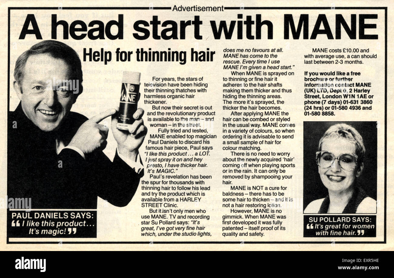 1970s UK Mane Magazine Advert Stock Photo - Alamy