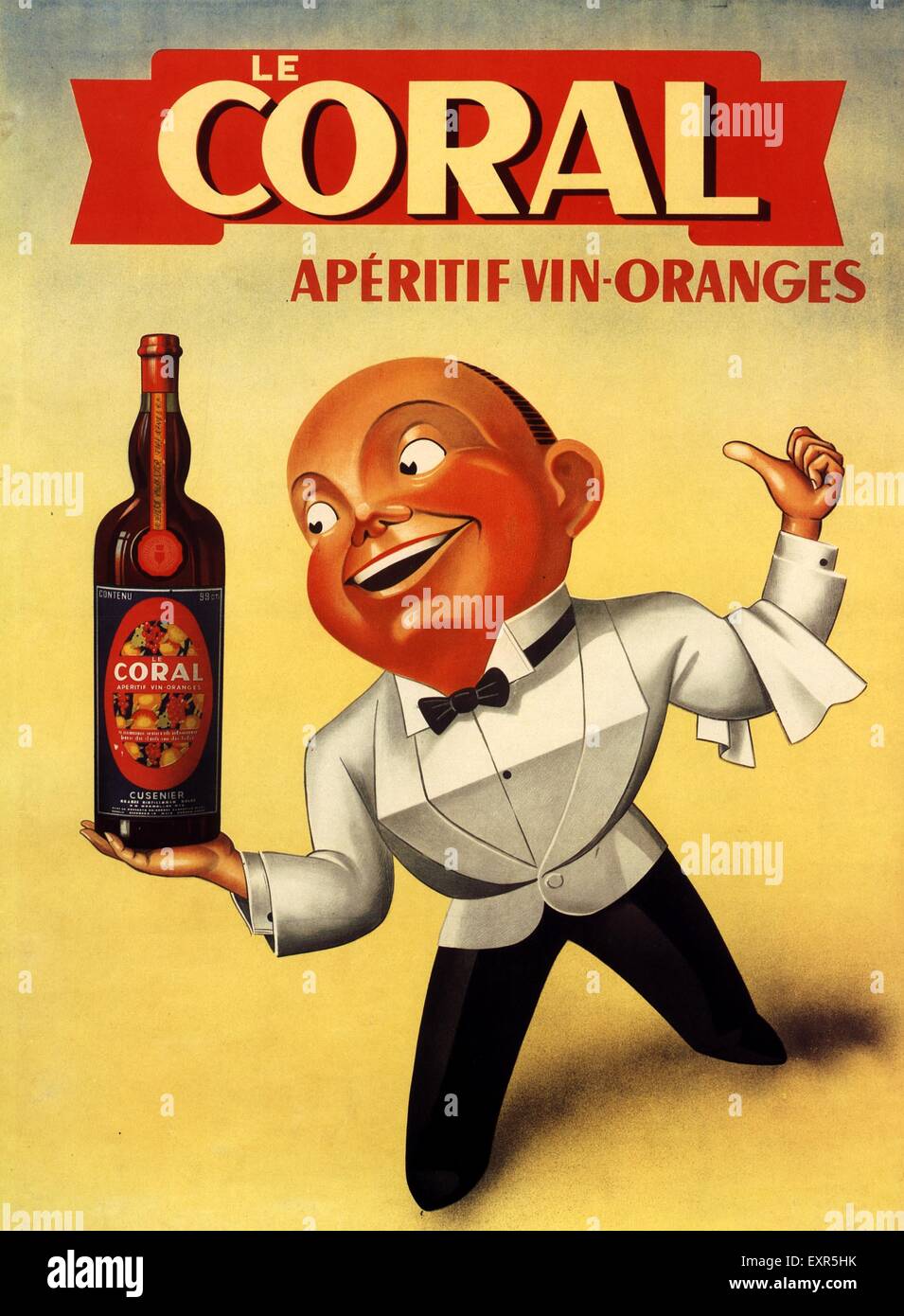 1940s France Coral Cocktails Poster Stock Photo - Alamy