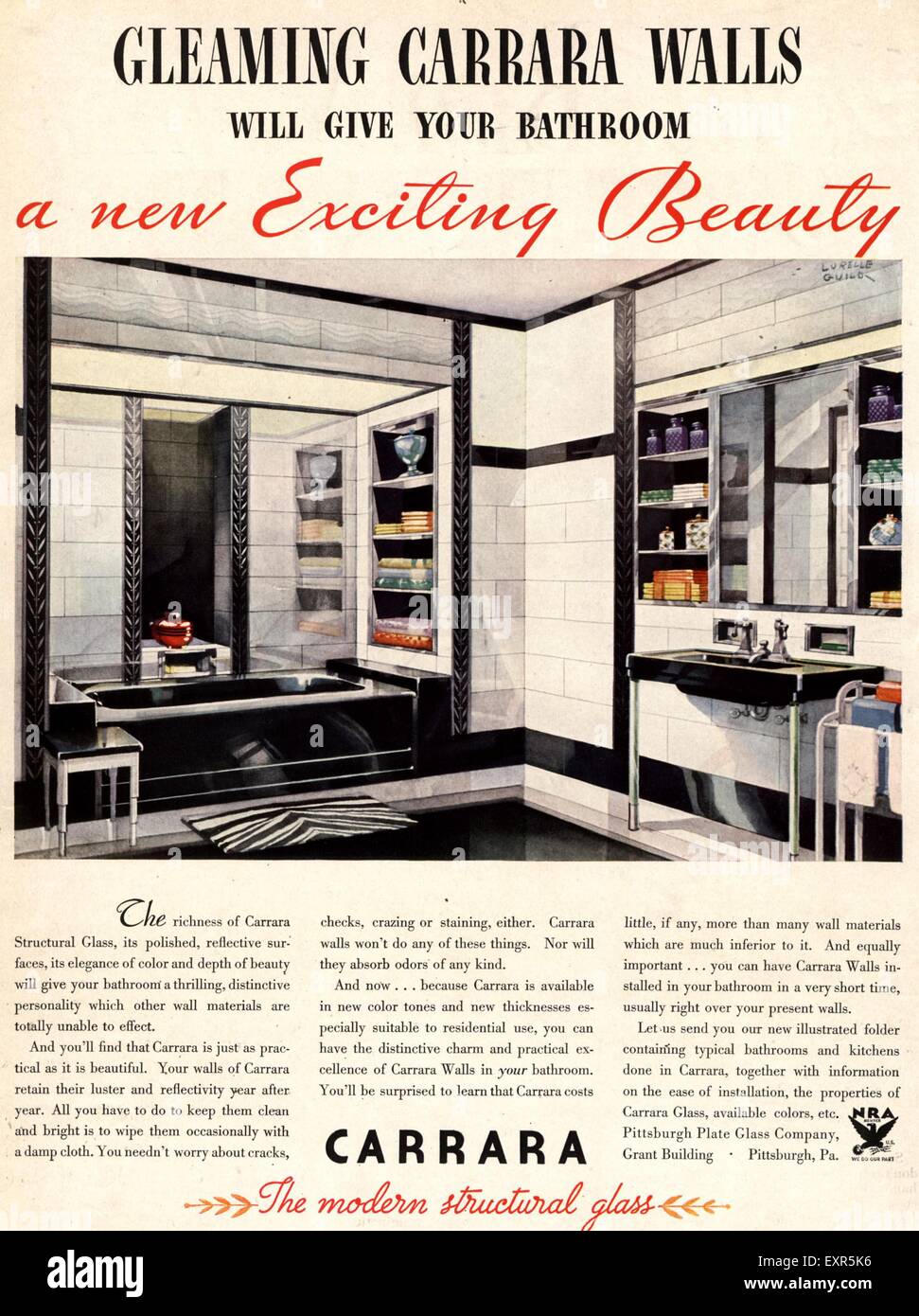 1930s USA Tiled Bathroom Magazine Advert Stock Photo - Alamy