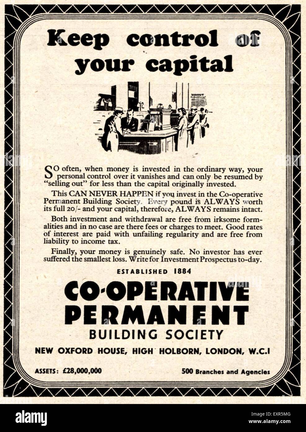 1930s UK Co-operative Building Society Magazine Advert Stock Photo - Alamy