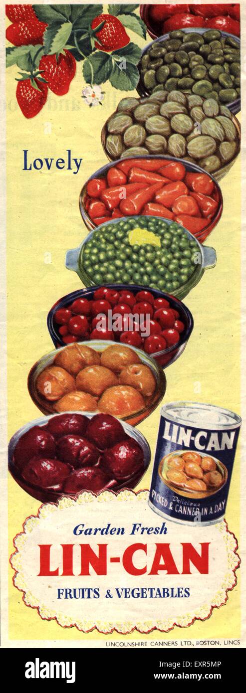 1950s UK Lin-Can Magazine Advert Stock Photo - Alamy
