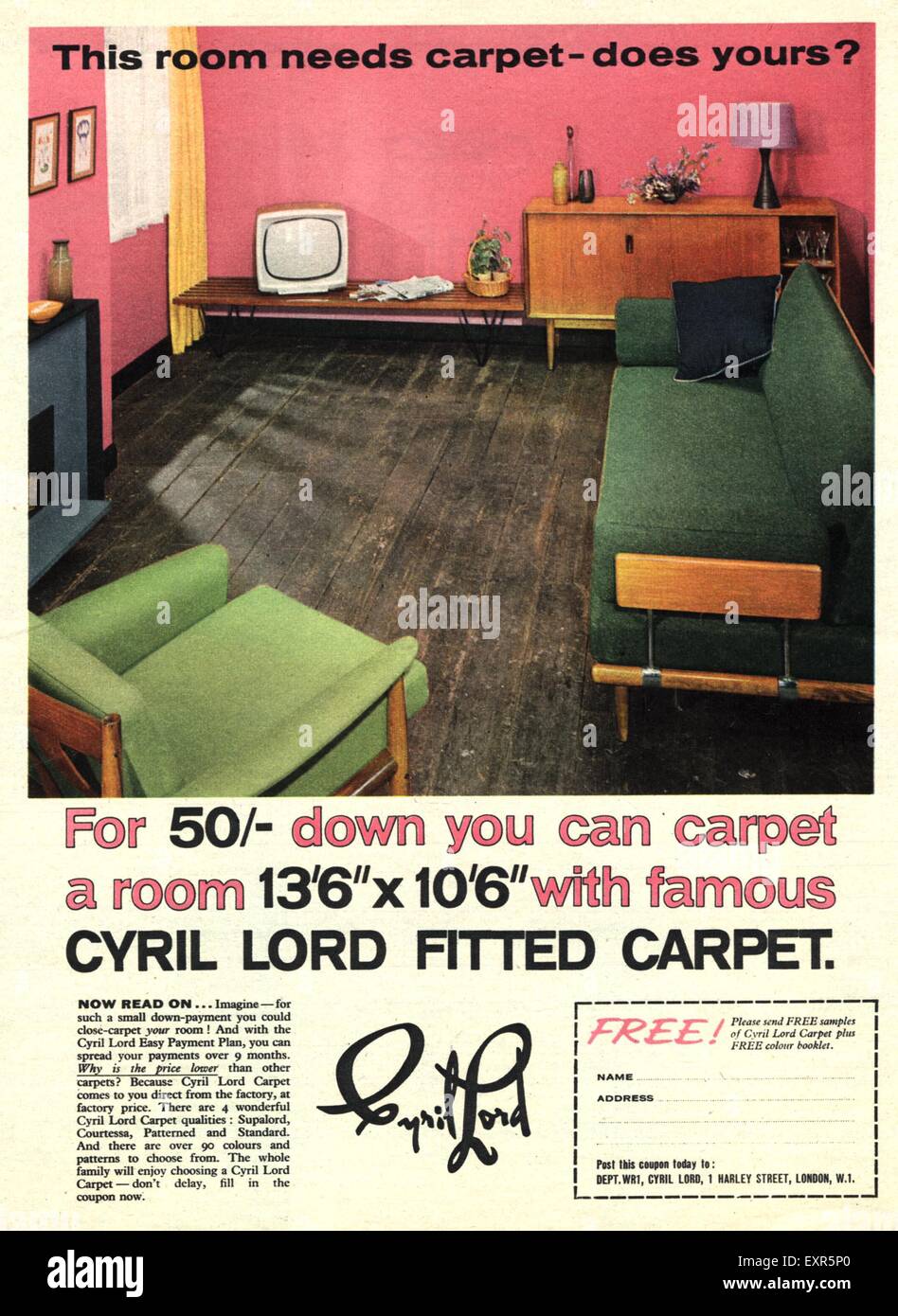 1960s UK Cyril Lord Magazine Advert Stock Photo - Alamy