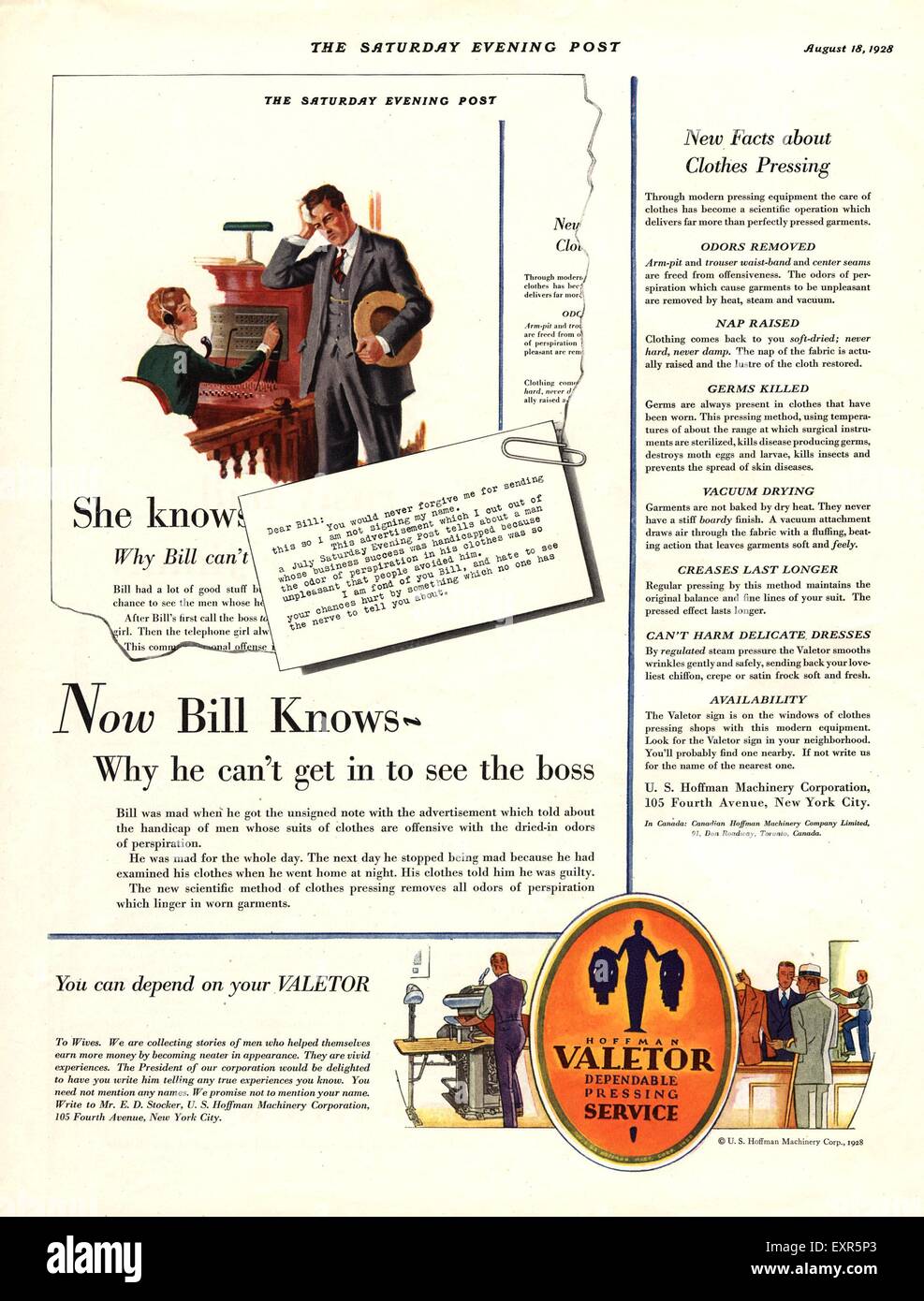 1920s USA Hoffman Valetor Magazine Advert Stock Photo - Alamy