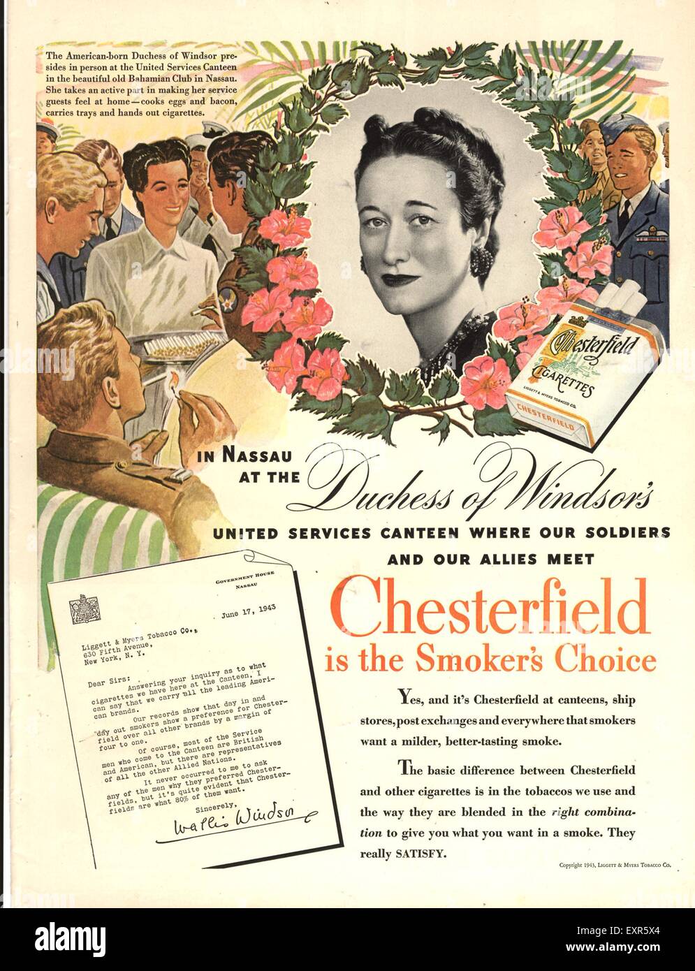 1940s USA Chesterfield Magazine Advert Stock Photo - Alamy