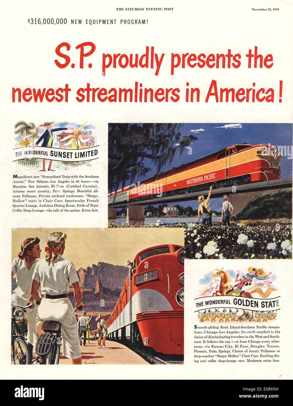 1950s USA Southern Pacific Railroad Magazine Advert Stock Photo - Alamy