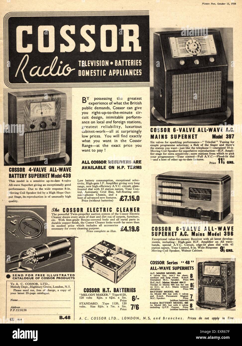 1930s UK Cossor Radios Magazine Advert Stock Photo - Alamy