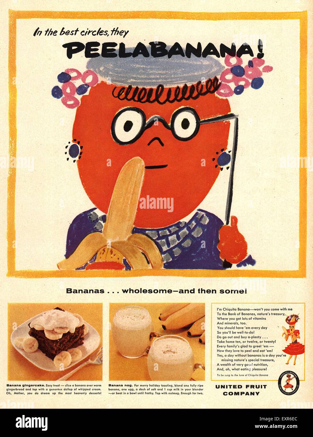 1950s USA Bananas Magazine Advert Stock Photo - Alamy