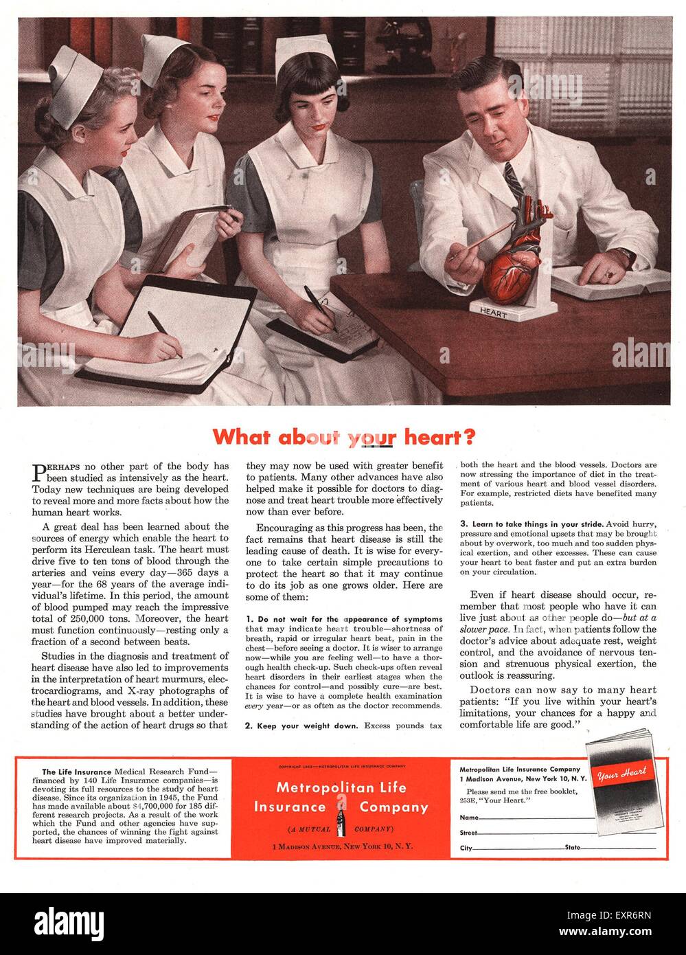 1950s USA Metropolitan Insurance Company Magazine Advert Stock Photo ...