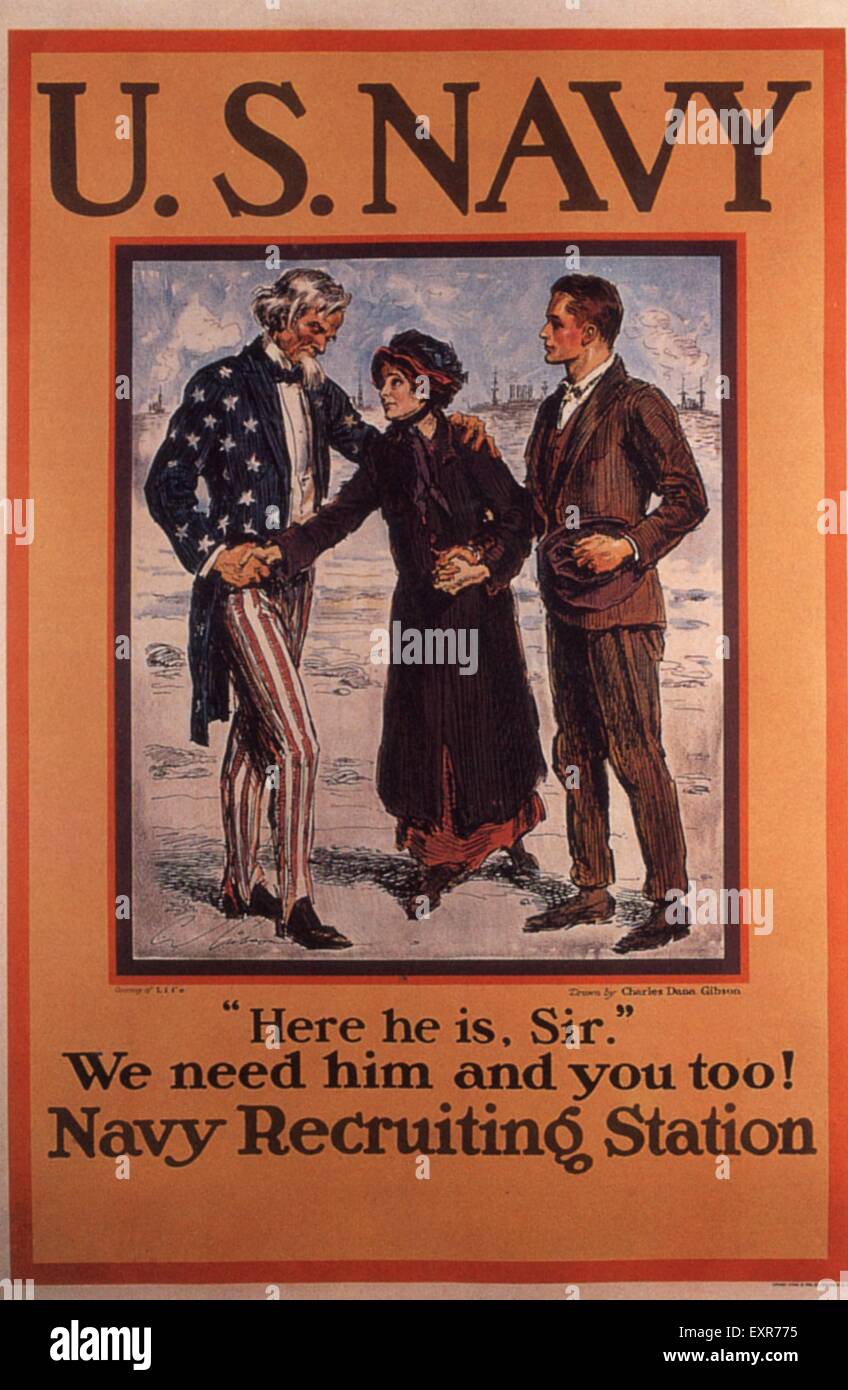 1910s USA Uncle Sam Navy WW1 Poster Stock Photo - Alamy