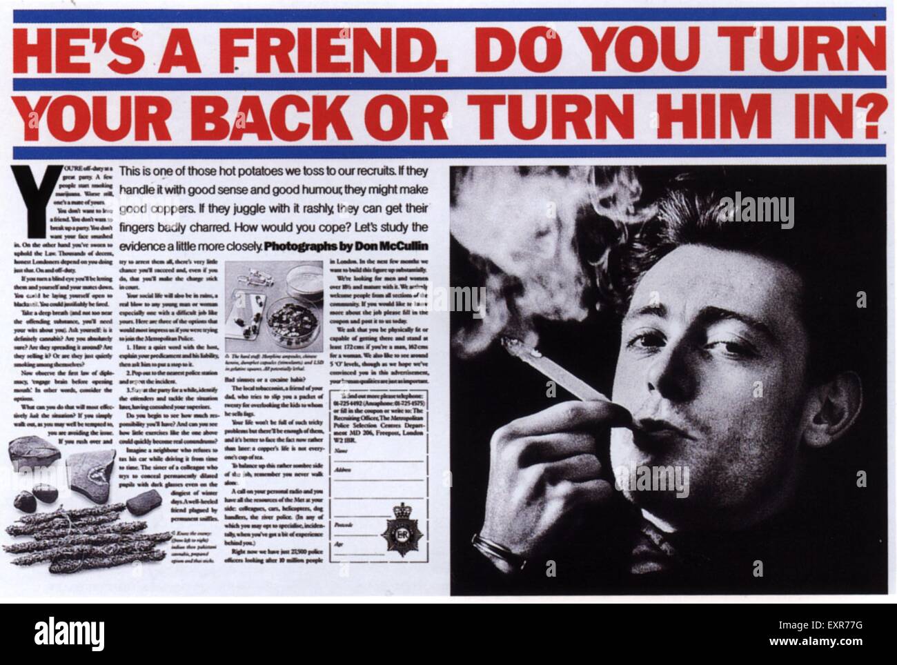 1980s UK Drugs Police Recruitment Magazine Advert Stock Photo - Alamy