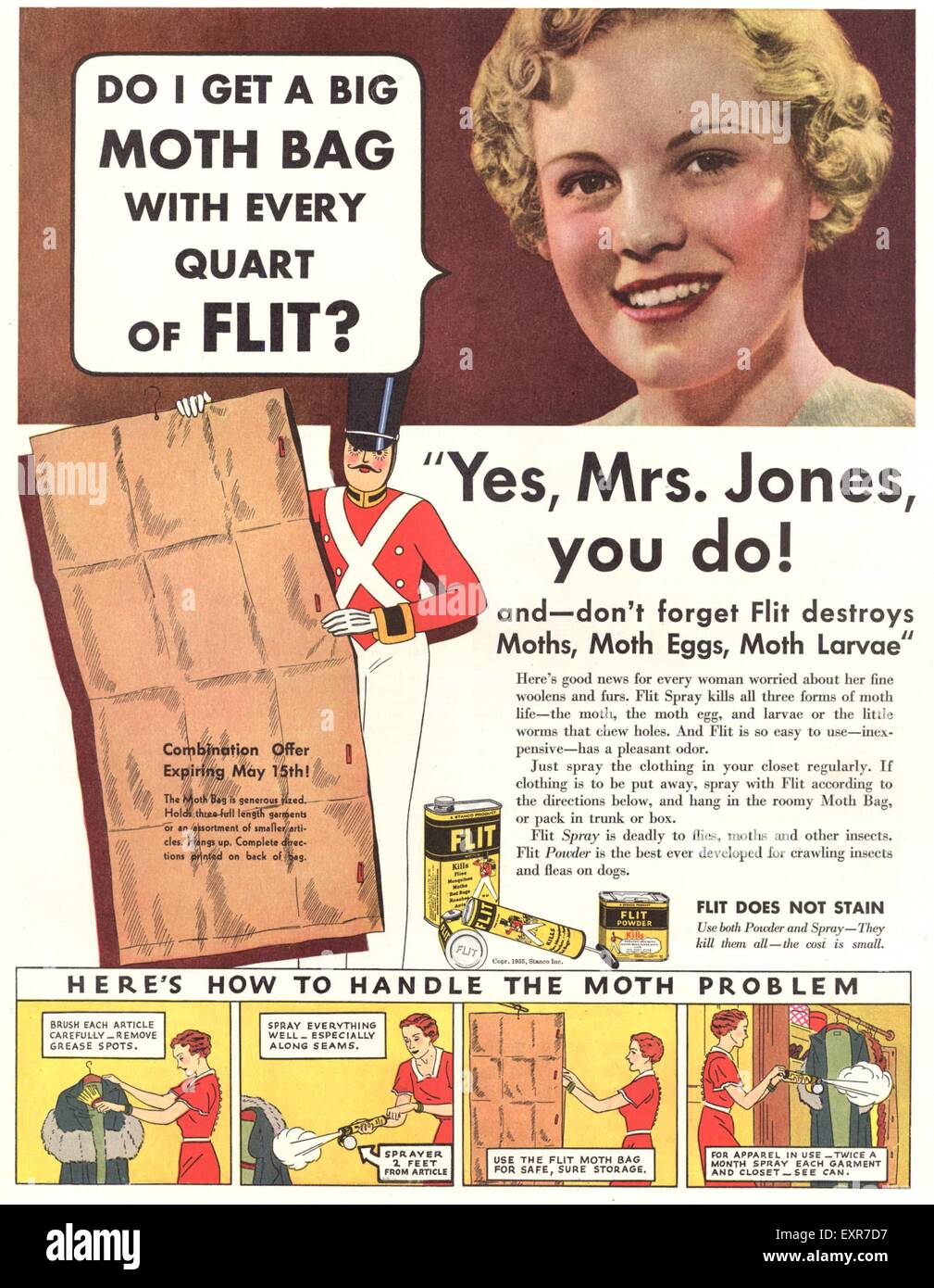 1930s USA Flit Insect Spray Magazine Advert Stock Photo - Alamy