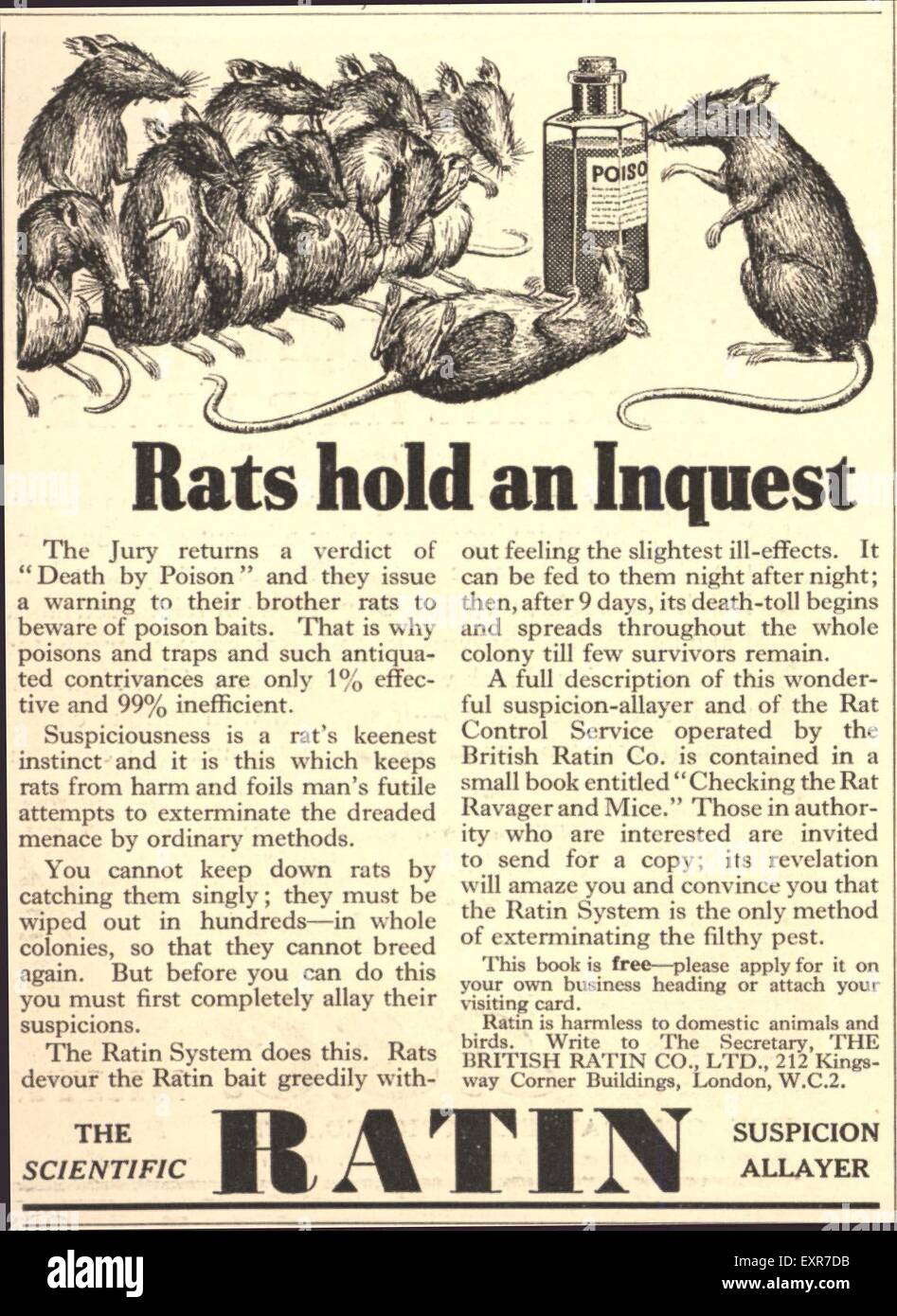 1930s UK Ratin Rats Poison Magazine Advert Stock Photo - Alamy