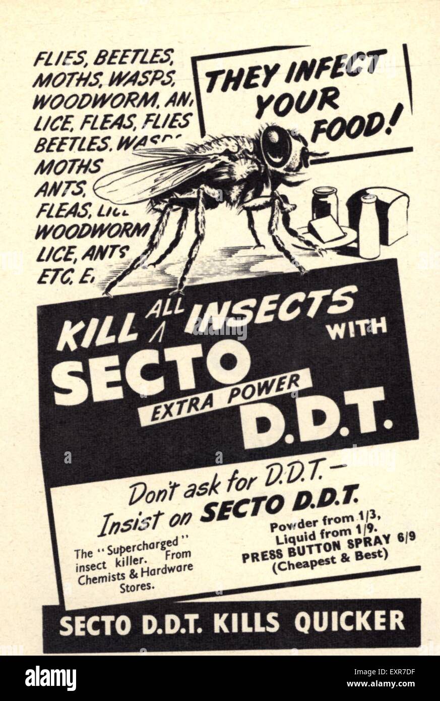 1950s UK DDT Insect Spray Magazine Advert Stock Photo - Alamy
