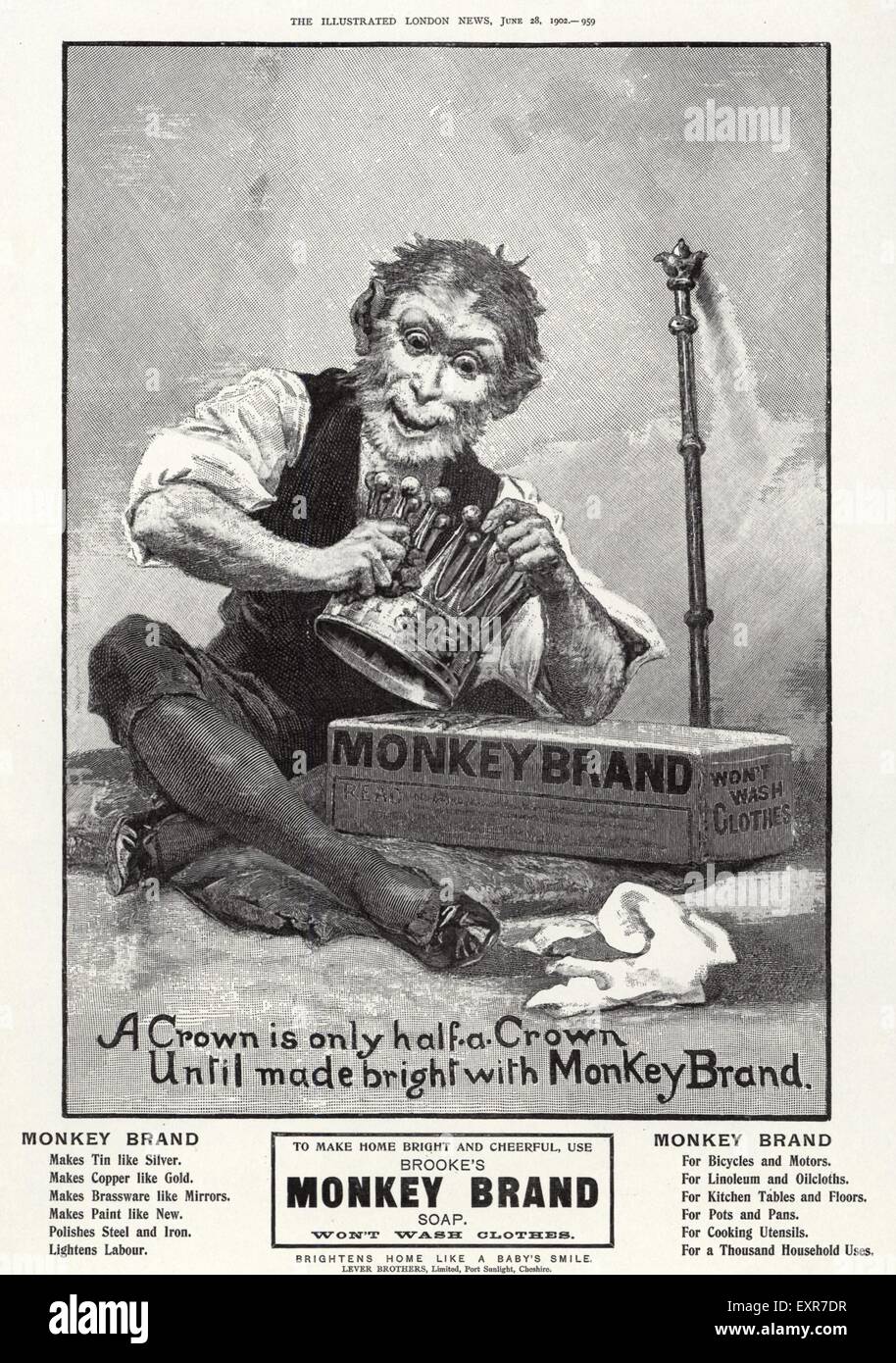 1900s UK Monkey Brand Magazine Advert Stock Photo - Alamy