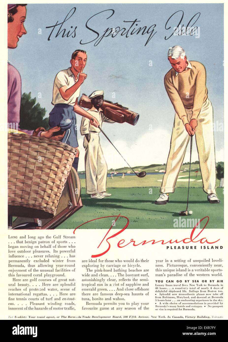 1930s USA Bermuda Holidays Golf Magazine Advert Stock Photo - Alamy