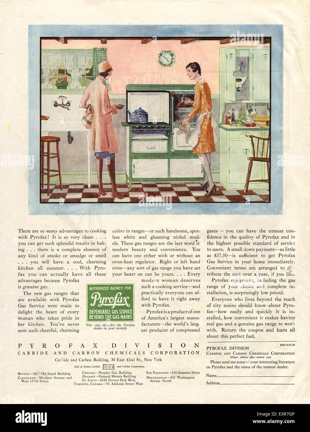 1920s USA Pyrofax Magazine Advert Stock Photo - Alamy