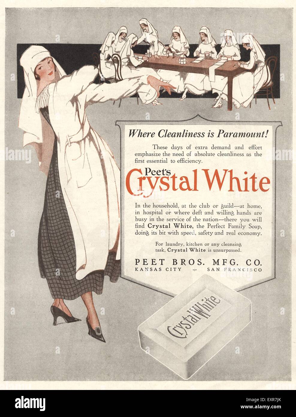 1910s USA Peer's Crystal White Magazine Advert Stock Photo - Alamy