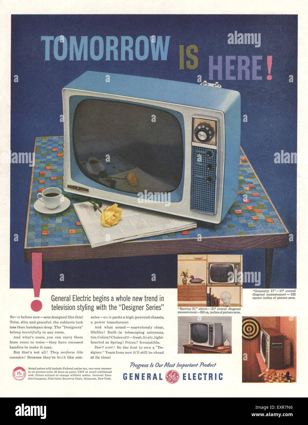 1950s USA General Electric Televisions Magazine Advert Stock Photo - Alamy
