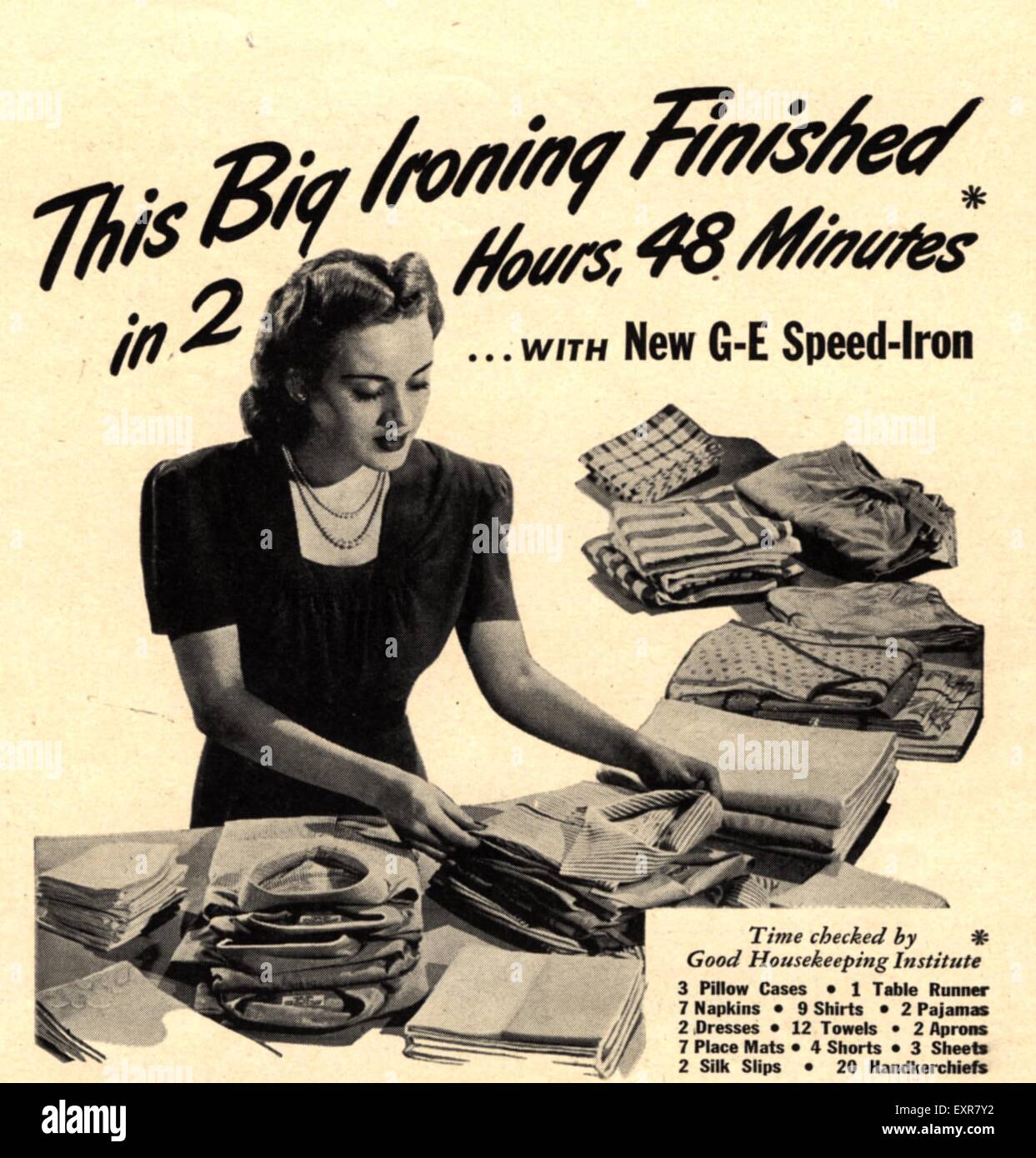 1940s USA General Electric Irons Magazine Advert Stock Photo - Alamy