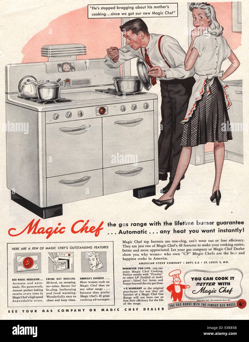 1940s USA Magic Chef Magazine Advert Stock Photo - Alamy