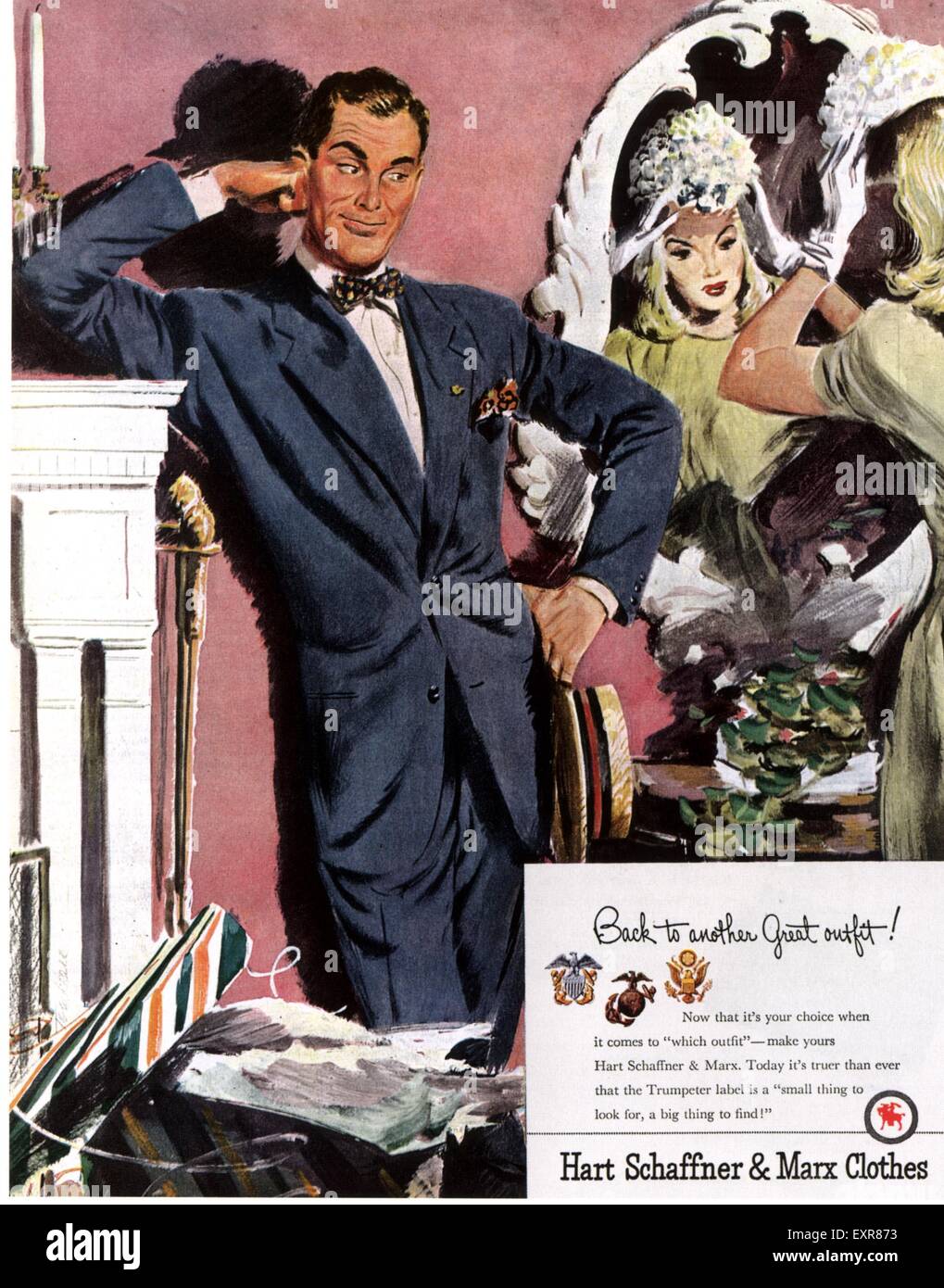 1940s USA Hart Schaffner Marx Magazine Advert Stock Photo - Alamy