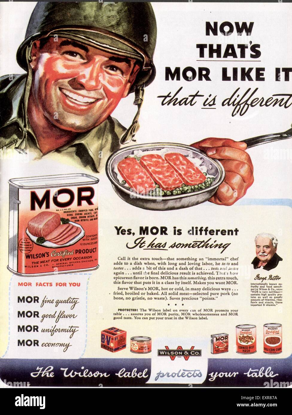 1940s USA Mor Meat Magazine Advert Stock Photo - Alamy