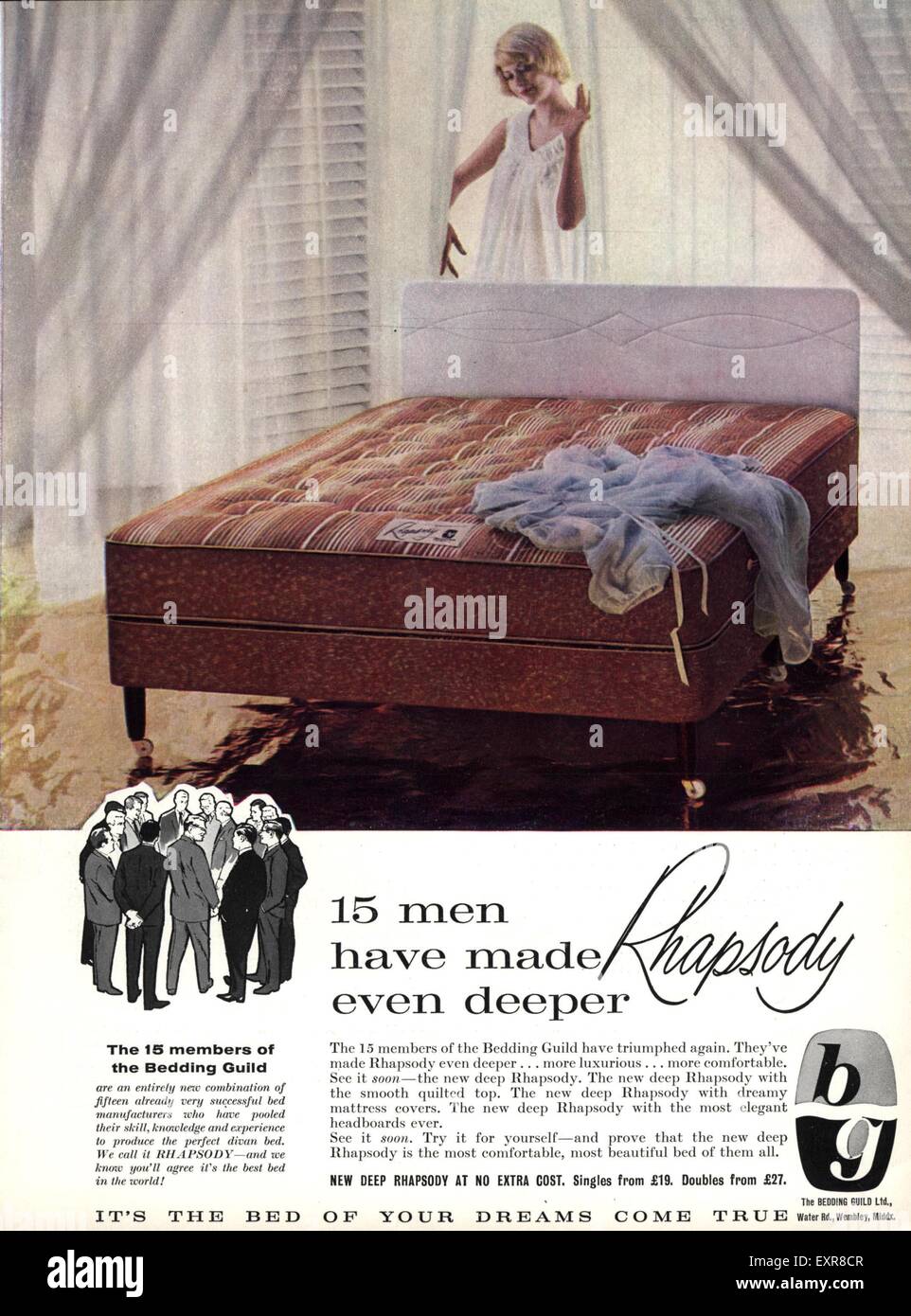 1960s USA Rhapsody Mattresses Magazine Advert Stock Photo - Alamy