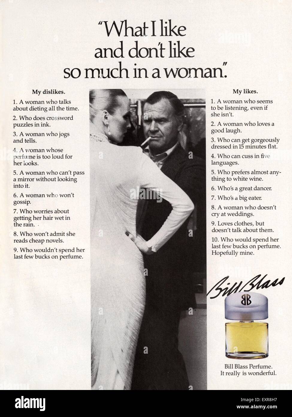 1980s USA Bill Blass Magazine Advert Stock Photo - Alamy