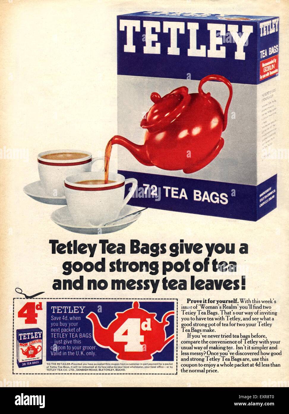 1960s UK Tetley Magazine Advert Stock Photo - Alamy