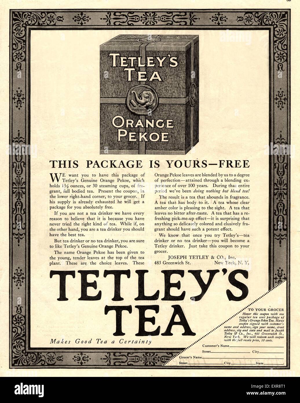 1920s USA Tetley Magazine Advert Stock Photo - Alamy