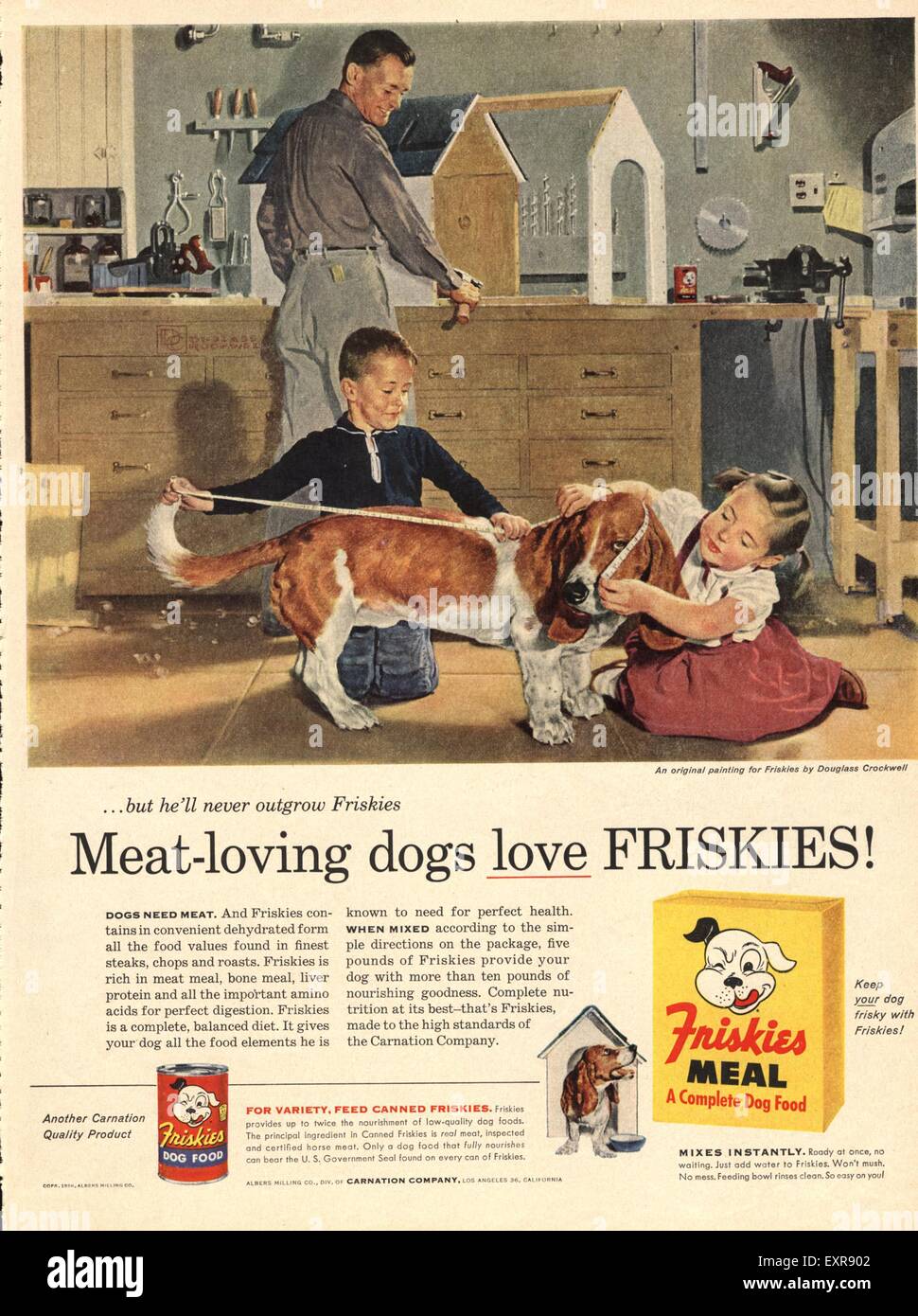 1950s USA Friskies Magazine Advert Stock Photo - Alamy