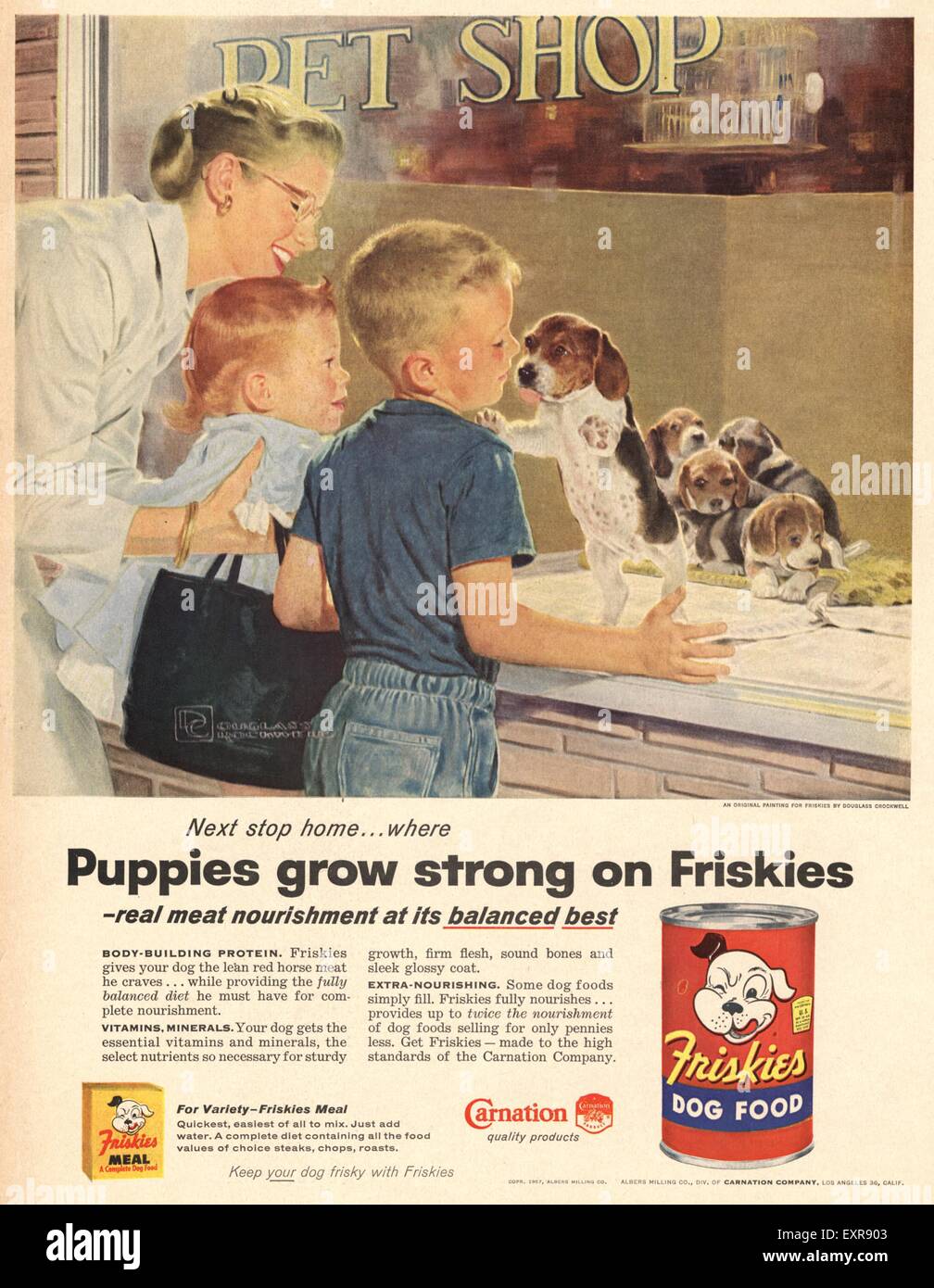 1950s USA Friskies Magazine Advert Stock Photo - Alamy