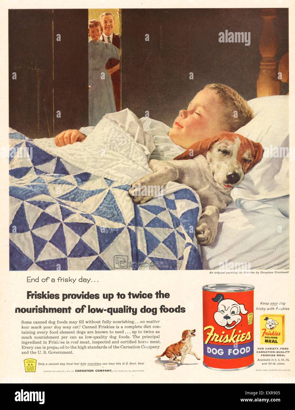 1950s USA Friskies Magazine Advert Stock Photo - Alamy