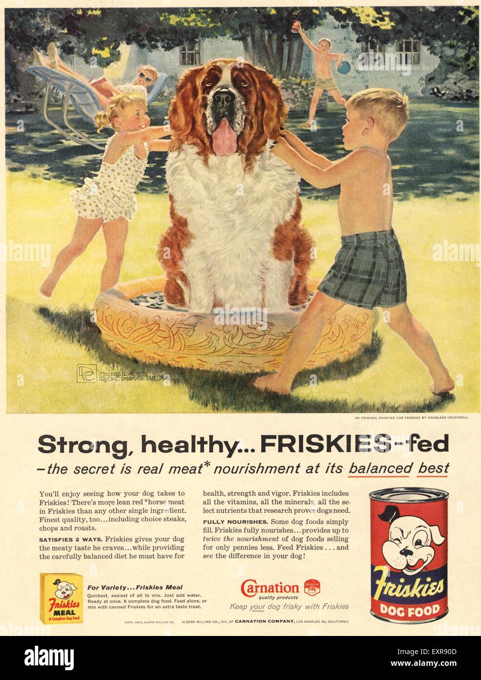1950s USA Friskies Magazine Advert Stock Photo - Alamy