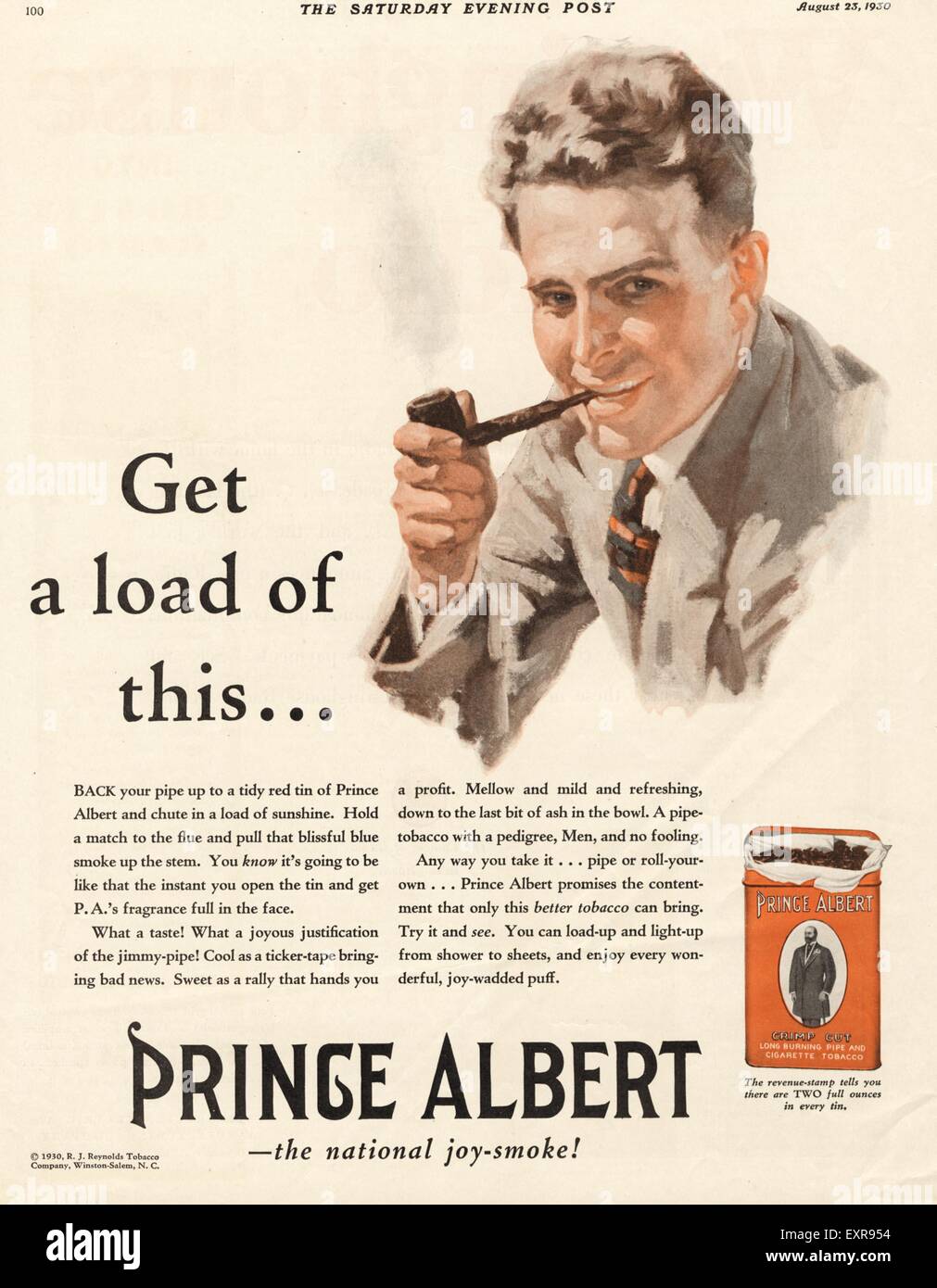 1930s USA Prince Albert Magazine Advert Stock Photo - Alamy