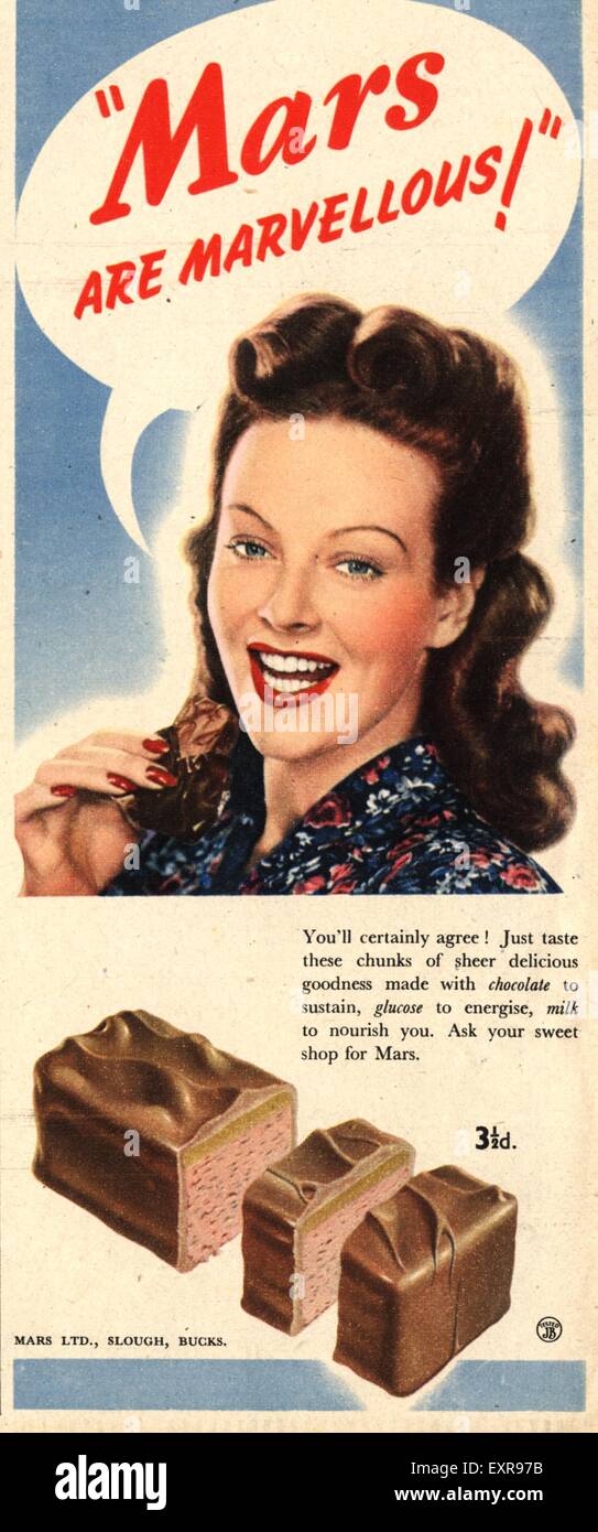 1940s uk mars magazine advert hi-res stock photography and images - Alamy