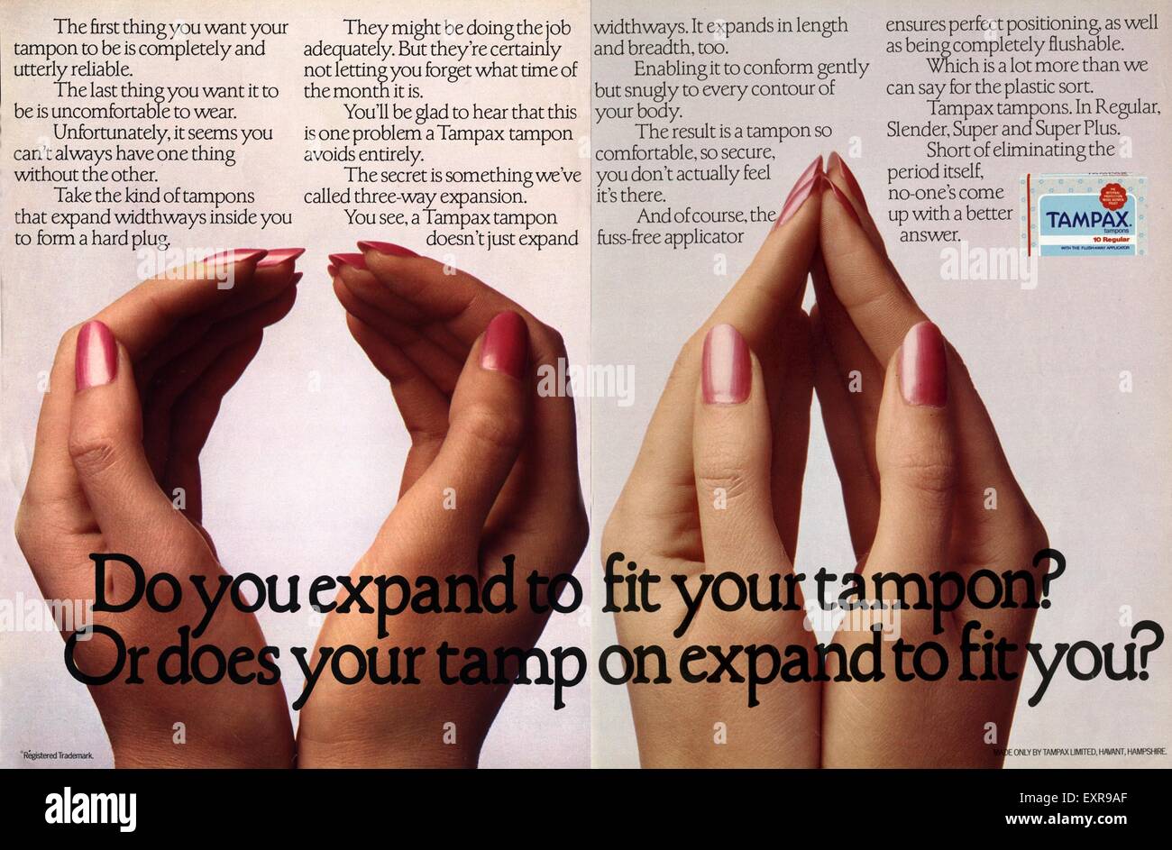 1980s UK Tampax Magazine Advert Stock Photo - Alamy