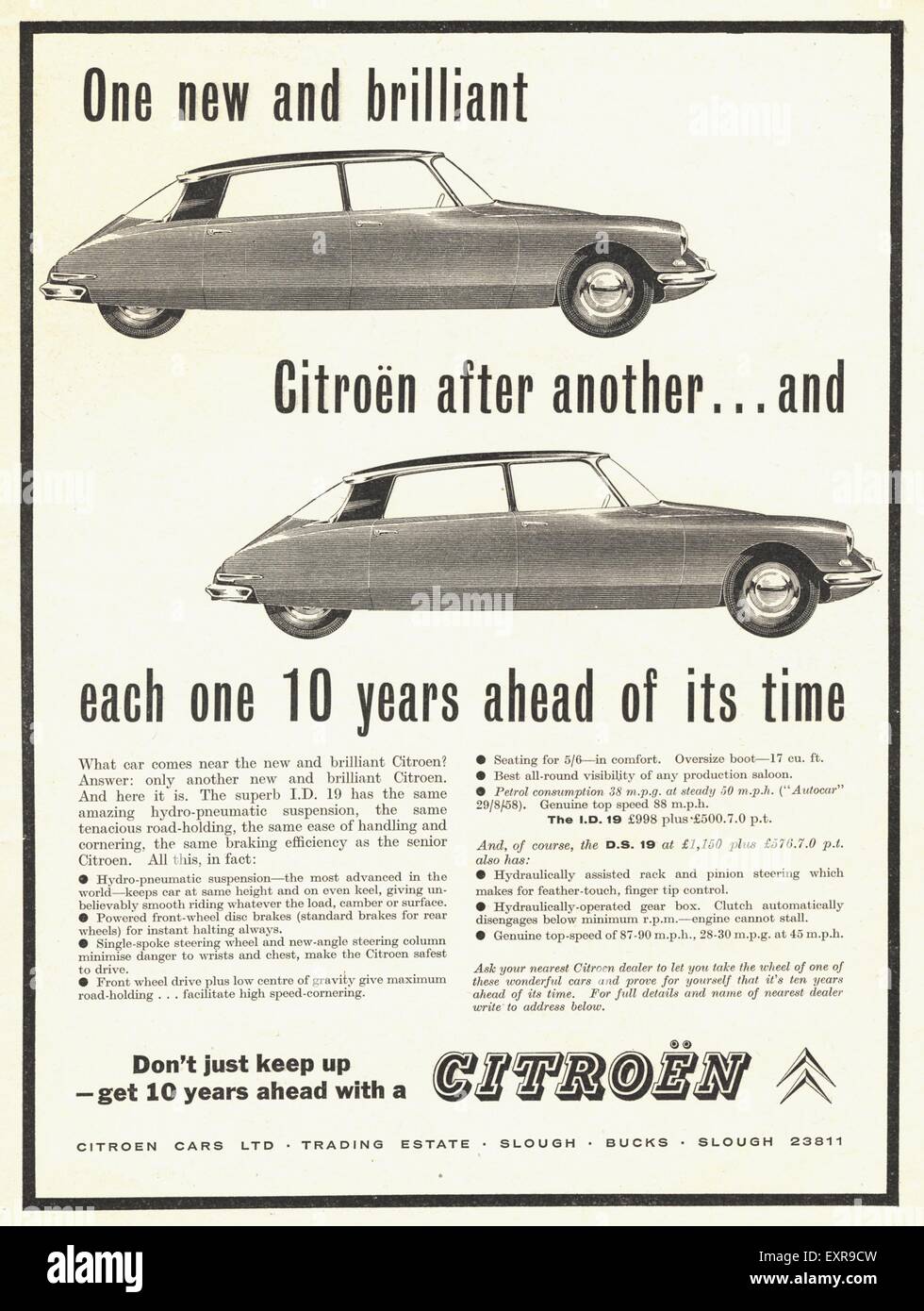 1950s UK Citroen Magazine Advert Stock Photo - Alamy