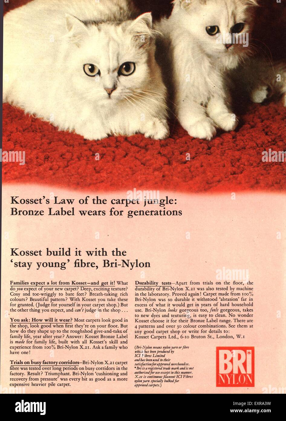 1960s UK Kosset/ Bri-Nylon by ICI Magazine Advert Stock Photo - Alamy